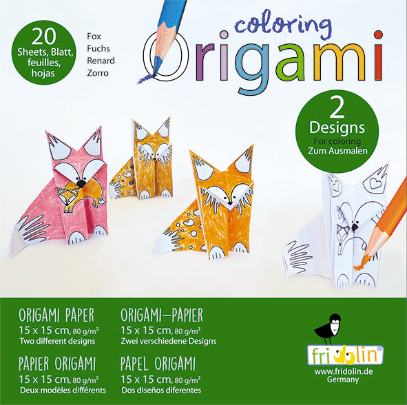 Coloring Origami, Fox, 20 Sheets – ROM Boutique