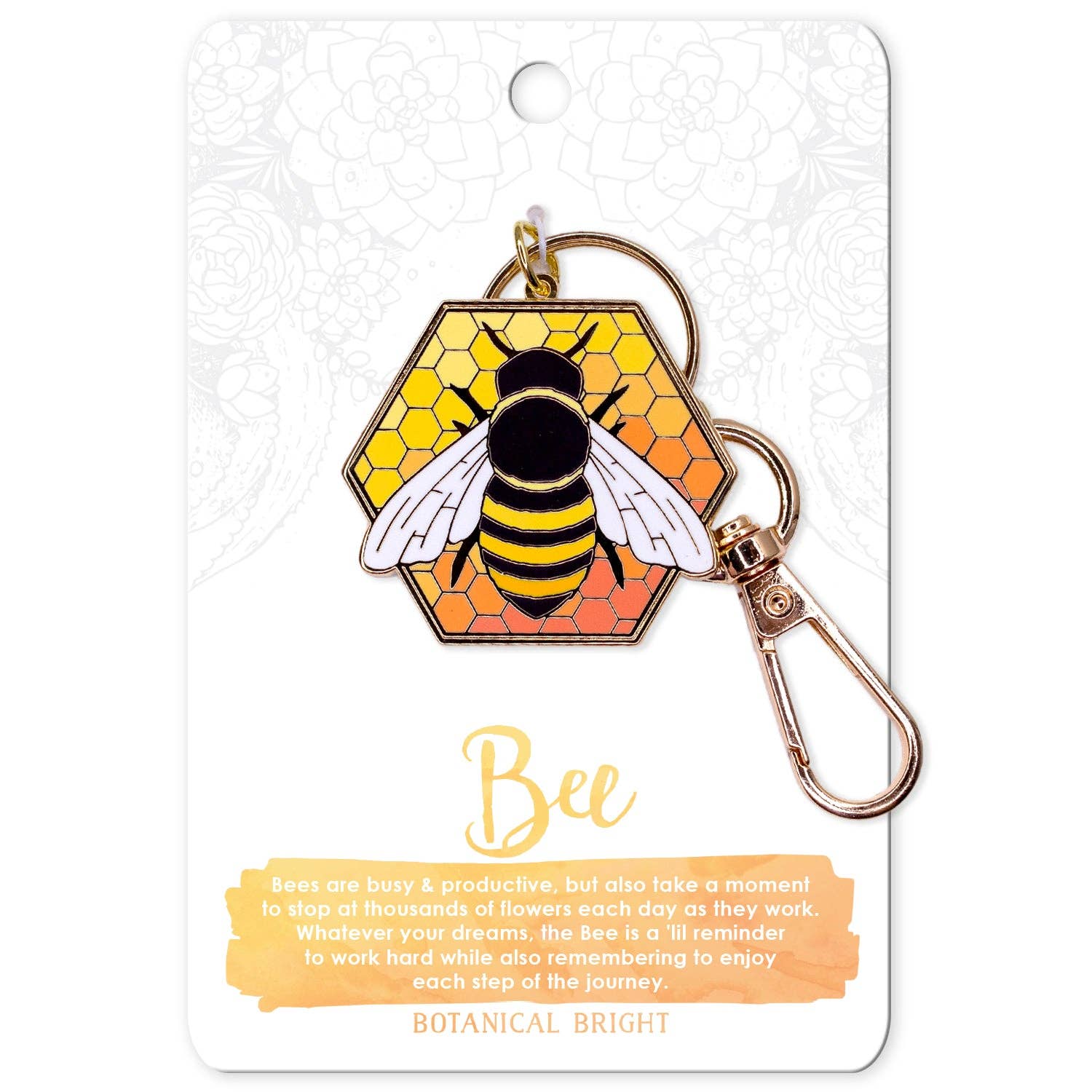 Bee and Honeycomb Enamel Keychain – ROM Boutique